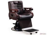 China Classic Wooden Armrest Reclining Barber Chair ASF-02-022 Black Leather Salon Equipment for sale