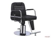 China ASF-02-025 Stainless Steel Armrest Barber Chair Antique Styled Salon Styling Chair Black Leather for sale