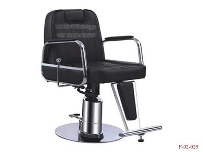 China ASF-02-025 Stainless Steel Armrest Barber Chair Antique Styled Salon Styling Chair Black Leather for sale
