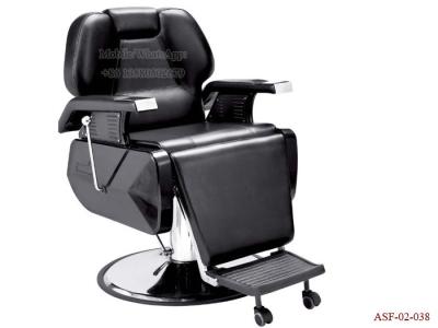 China ASF-02-038 Leather Barber Chair with Footrest Black Salon Hair Chair 120kg Capacity for sale