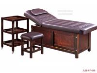 China Adjustable Wooden Massage Bed for Beauty Salon 200kg Capacity Custom Leather Color for sale
