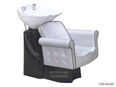 China Electric Shampoo Chair 150kg Capacity White Leather Luxury Salon Chair Custom Logo for sale