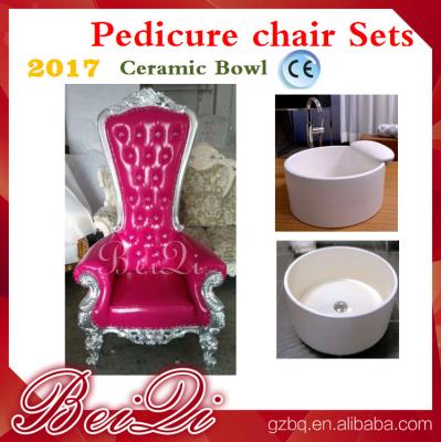 China King Throne Pedicure Chair with Round Pedicure Bowl 110V 60Hz Pink Spa Chair for Sale for sale