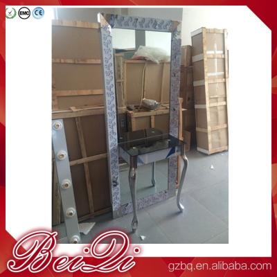 China Gold Frame Dressing Table with Lighted Mirror for Beauty Salon Furniture 120cm for sale