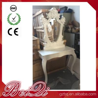 China Princess Salon Mirror Wood Table Luxury Barber Shop Furniture 120cm for sale