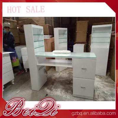 China White Manicure Table with Vacuum for Nail Salon Furniture 120cm for sale