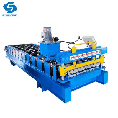 China Good Sale Mitsubishi PLC Control Hydraulic Steel Roof Sheet Metal Roll Forming Machine for sale