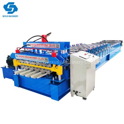 China PPGI /Aluzinc /Aluminum and Galvanized Coils Metal Double Deck Layer Two Profiles Ibr Trapezoidal Step Tile Roof Sheets Roll Forming Machines for sale