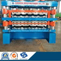 China Galvanized Steel Trapezoidal Roofing Roll Forming Machine with Hydraulic Decoiler for sale