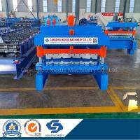 China Steel Trapezoidal Tile Sheet Roll Forming Machine Metal Glazed Step Tiles Roof Making Machinery for sale