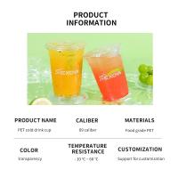 China Custom Transparent PET Cups 12oz 16oz 24oz Disposable Plastic Cups with Lids for Beverage for sale