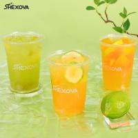 China Custom Logo U Shaped PET Cup 500ml 700ml Disposable Round Container for Coffee Milk Tea Shop for sale