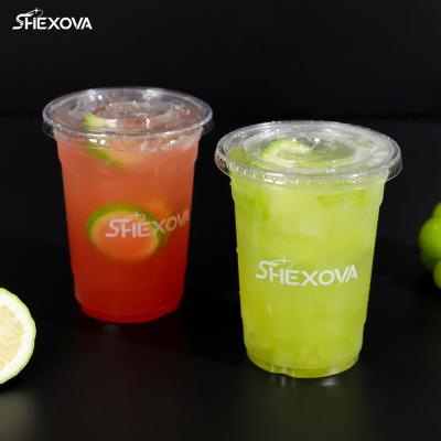 China Clear PET Plastic Cups 12oz 16oz 24oz with Lids for Beverage Coffee Custom Logo for sale