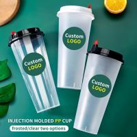 China Custom Logo Disposable Plastic Beverage Cup 360ml 500ml 700ml Injection Molded PP for sale