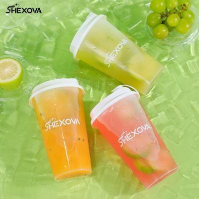 China Disposable Transparent PP Plastic Bubble Tea Cups 500ml 700ml 1000ml with Flat Lids for sale
