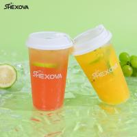 China Customized Flat / U Shape Pp Plastic Cups With Lid And Straw For Milk Tea Coffee Beverage for sale