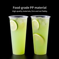 China Customized Flat / U Shape Pp Plastic Cups With Lid And Straw For Milk Tea Coffee Beverage for sale