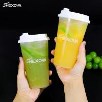 China Custom Printed Hard Transparent PP Disposable Coffee Cups 12oz 16oz 20oz with Dome Lid for Boba Tea for sale
