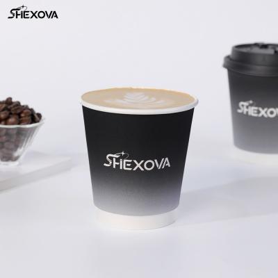 China Recyclable Disposable Double Layer Paper Coffee Cups For Hot Beverages for sale