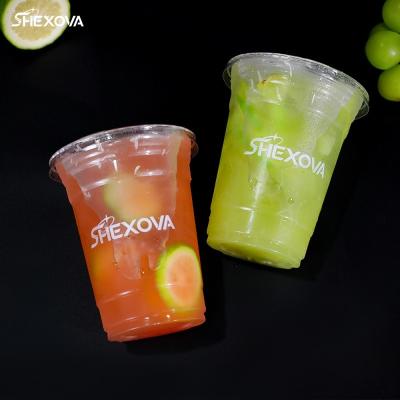 China Disposable 12-20oz PET Cups with Lids for Boba Milk Tea Coffee Shop for sale