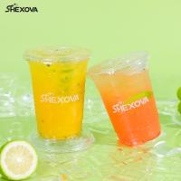 China 90mm 95mm Plastic PET Cup with Lid Custom Printed Logo for Beverage Shops for sale