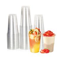 China 90mm 95mm Plastic PET Cup with Lid Custom Printed Logo for Beverage Shops for sale
