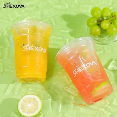 China 10-24 oz Disposable Clear PET Plastic Cups with Custom Logo for Cold Drinks for sale