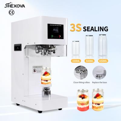 China Commercial Electric White Aluminum Can Sealing Machine 25 Cans/min 110V/220V for Milk Tea Juice for sale