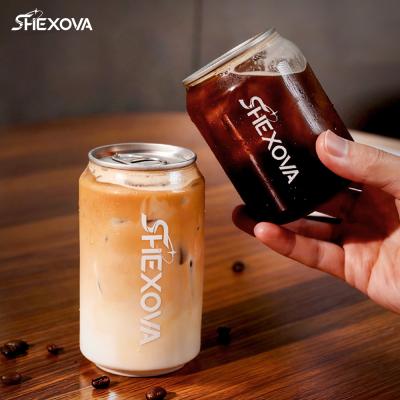 China Custom Transparent PET Beverage Can 250ml-500ml Easy Open Plastic Soda Can for sale
