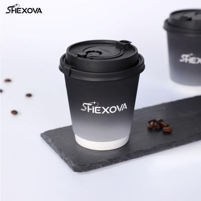 China Custom Printed 12oz Disposable Coffee Paper Cup with Lid for Hot Drinks for sale