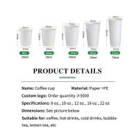 China Custom Printed 12oz Disposable Coffee Paper Cup with Lid for Hot Drinks for sale