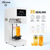 China CE Stainless Steel PET Can Sealing Machine 220V 110V for Bubble Tea Plastic Jars 200ml 650ml for sale