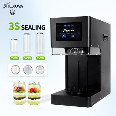China Commercial Non Rotated Type Automatic Can Sealer 20-25 Cans Per Minute for Beverage Juice Soda for sale