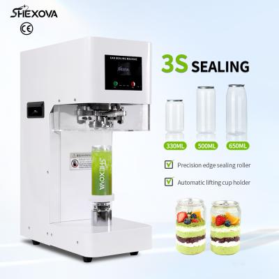 China High Productivity 250ml 330ml 500ml Automatic Can Sealing Machine for Boba Pop Tin for sale
