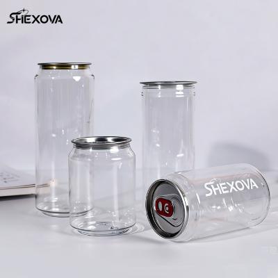 China Recyclable PET Cans 250ml to 650ml Custom Logo Disposable Beverage Dessert Packaging for sale