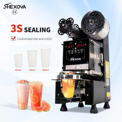 China Automatic Sealing Machine 90-98mm 300 Cups Per Hour for Plastic and Paper Cups for sale