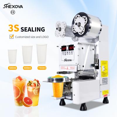 China Automatic Electric 90mm 95mm Plastic Cup Sealing Machine 300 Cups Per Hour for sale