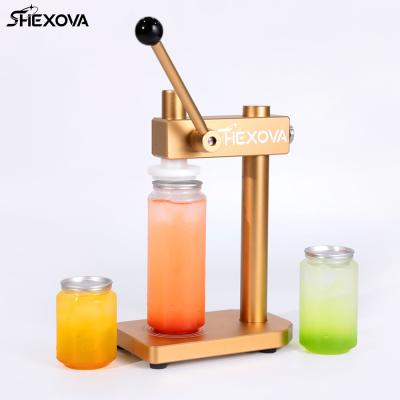 China Manual Pet Can Sealing Machine Hand Press for 250ml 330ml 500ml Plastic Beverage Cans for sale