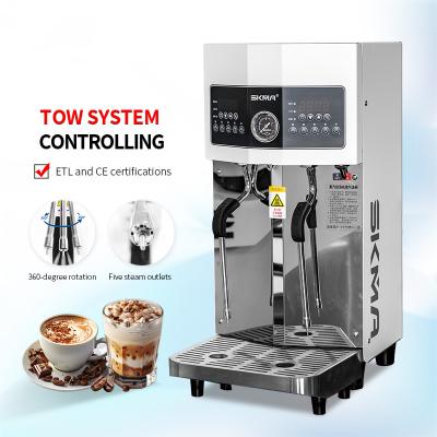 China Electric Stainless Steel Double Head Milk Frothing Machine 220V 10L Commercial for sale