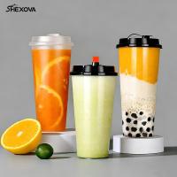 China 360Ml/500Ml/600Ml/700Ml Custom Disposable Plastic Cup With Lid For Bubble Tea Coffee Shop for sale