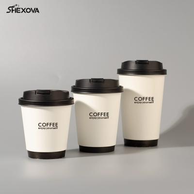China Disposable Custom Double Wall Paper Cups for Coffee Hot Cocoa Takeout Packaging for sale