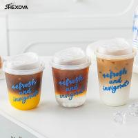 China Custom Logo Clear Frosted Disposable  Plastic Cups with PP Lid for Beverage Take Away for sale