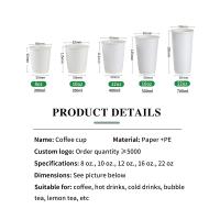 China Eco Friendly Double Layer Lnsulated  Paper Cups With Lid for Hot Drink Juice Milk Tea for sale