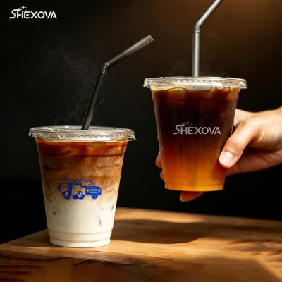 China 12oz 16oz Single Wall Clear Pet Cup Custom U/Flat shape Plastic Cups With Logo for sale