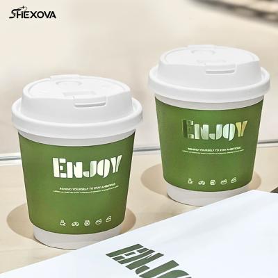 China Biodegradable 8Oz 12Oz 16Oz Print Logo Double Wall Paper Cup For Hot Drinks for sale