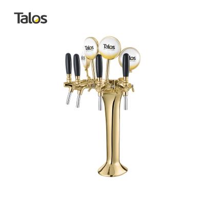 China Classic PVD Beer Faucet Tower 4 Way Dispensing Draft Beer Tower for sale