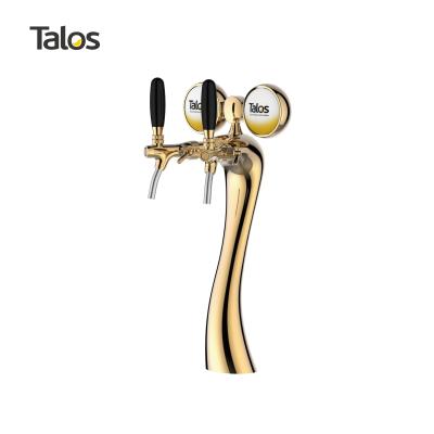 China TALOS Elegance PVD Double Tap Beer Tower / Brass Beer Tower for sale