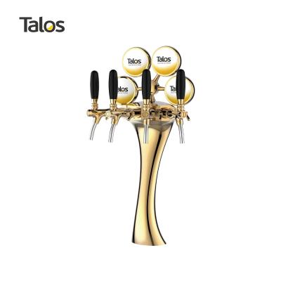 China Gold Color Elegance Beer Tap Tower 4 Faucet Draft Beer Tower for sale