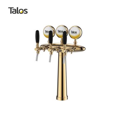 China TALOS Elliptical Tower Stainless Steel 3 Tap  Beer Dispensing Equipment Draft Beer Tower (PVD) for sale