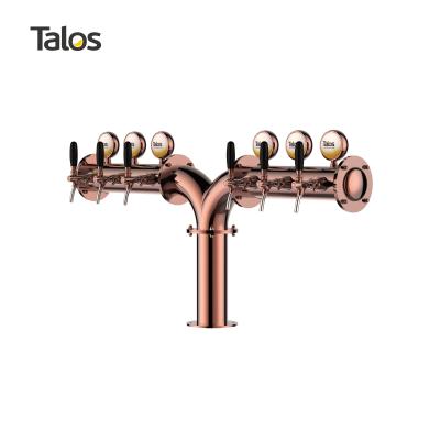China Red Bronze M Type Stainless Steel 6 Tap Tower Beer Dispensing Draft Beer Tower for sale